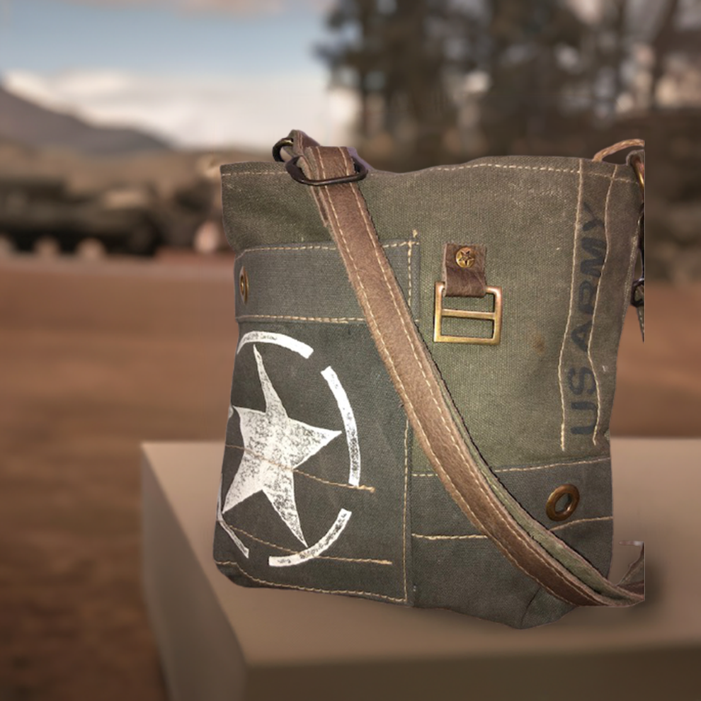 US Army Repurposed Sustainable Military Canvas Crossbody Bag ~ Ready t ...
