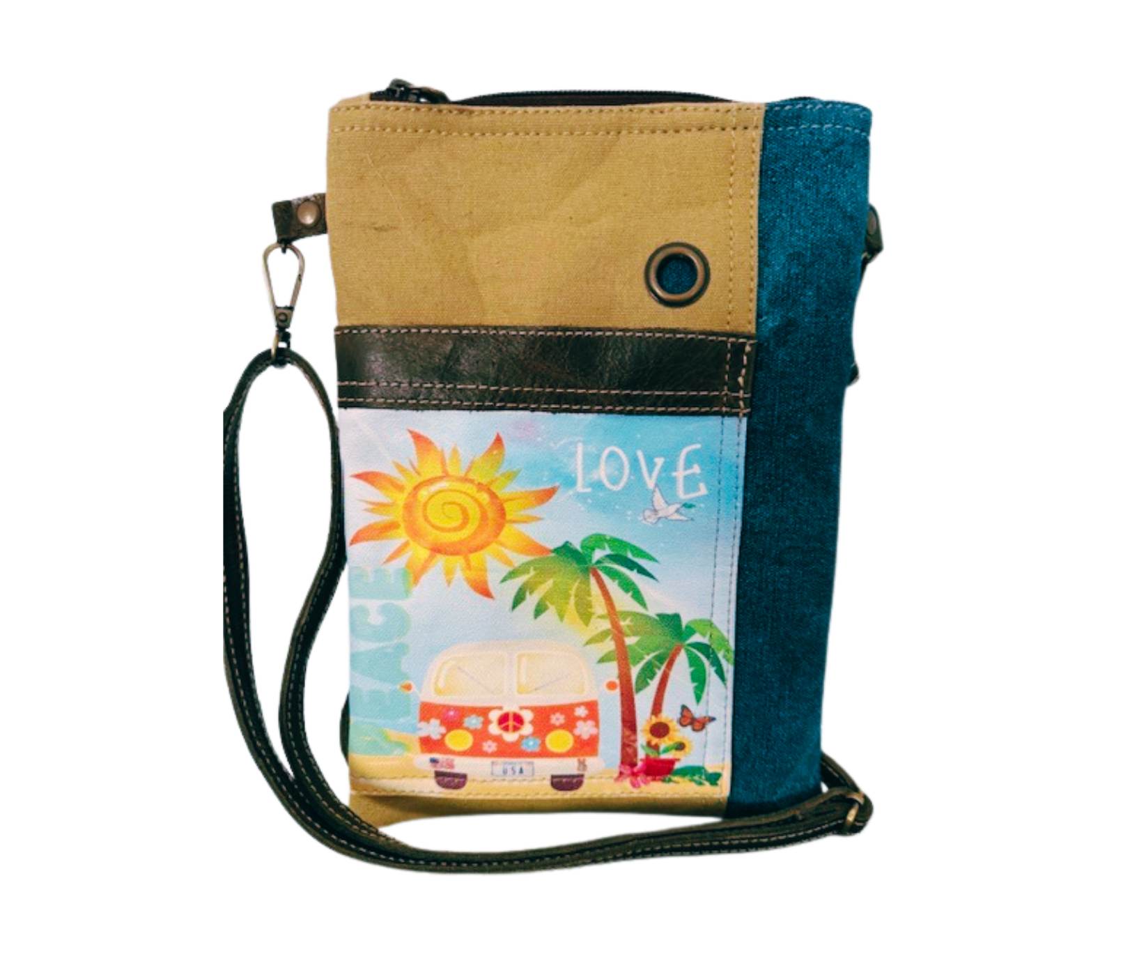 Hippie Beach Canvas Passport Crossbody – Upcycled Military Canvas ...
