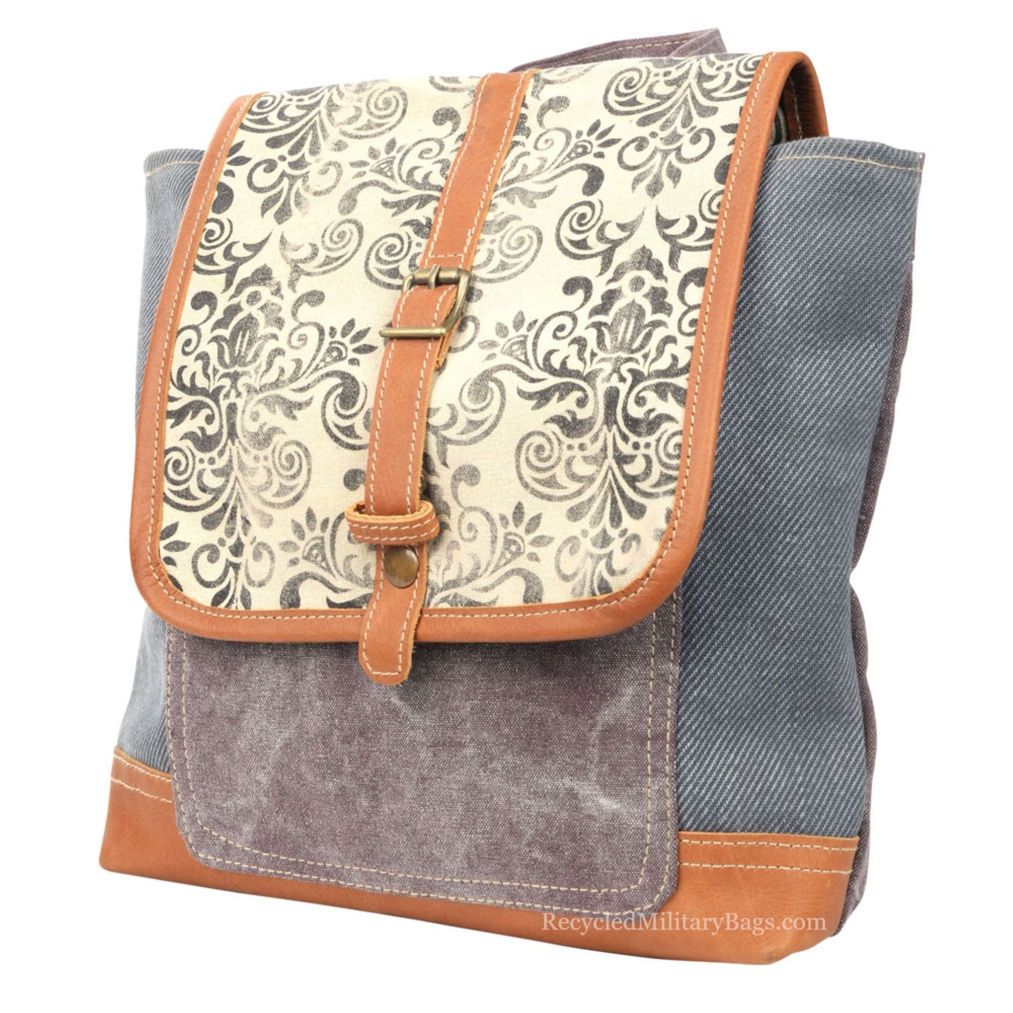 Scroll Print Sustainable Canvas Backpack Purse ~ Goes from Office to a ...