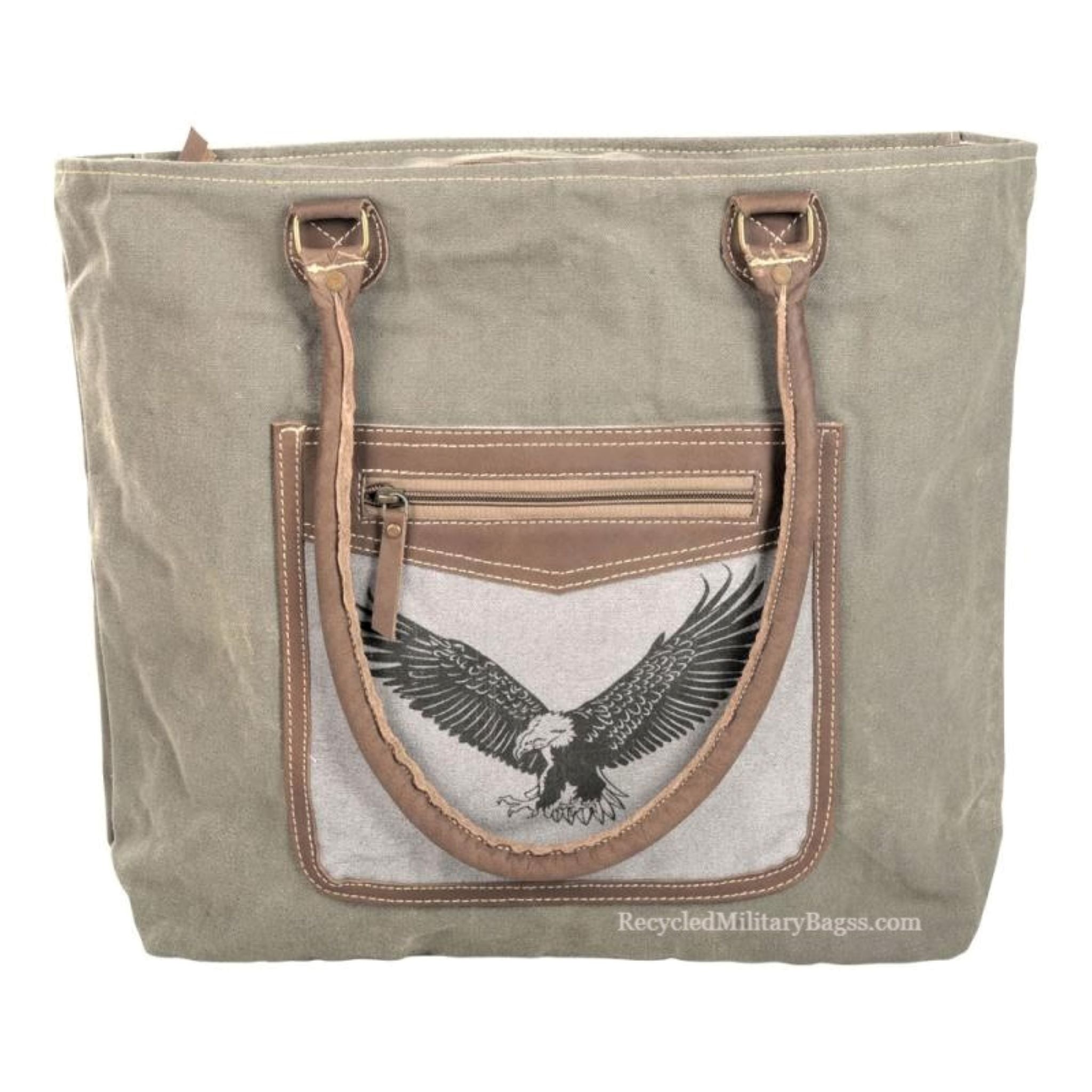 Bald Eagle Canvas Tote Bag – Upcycled Military Canvas – Patriotic Style ...