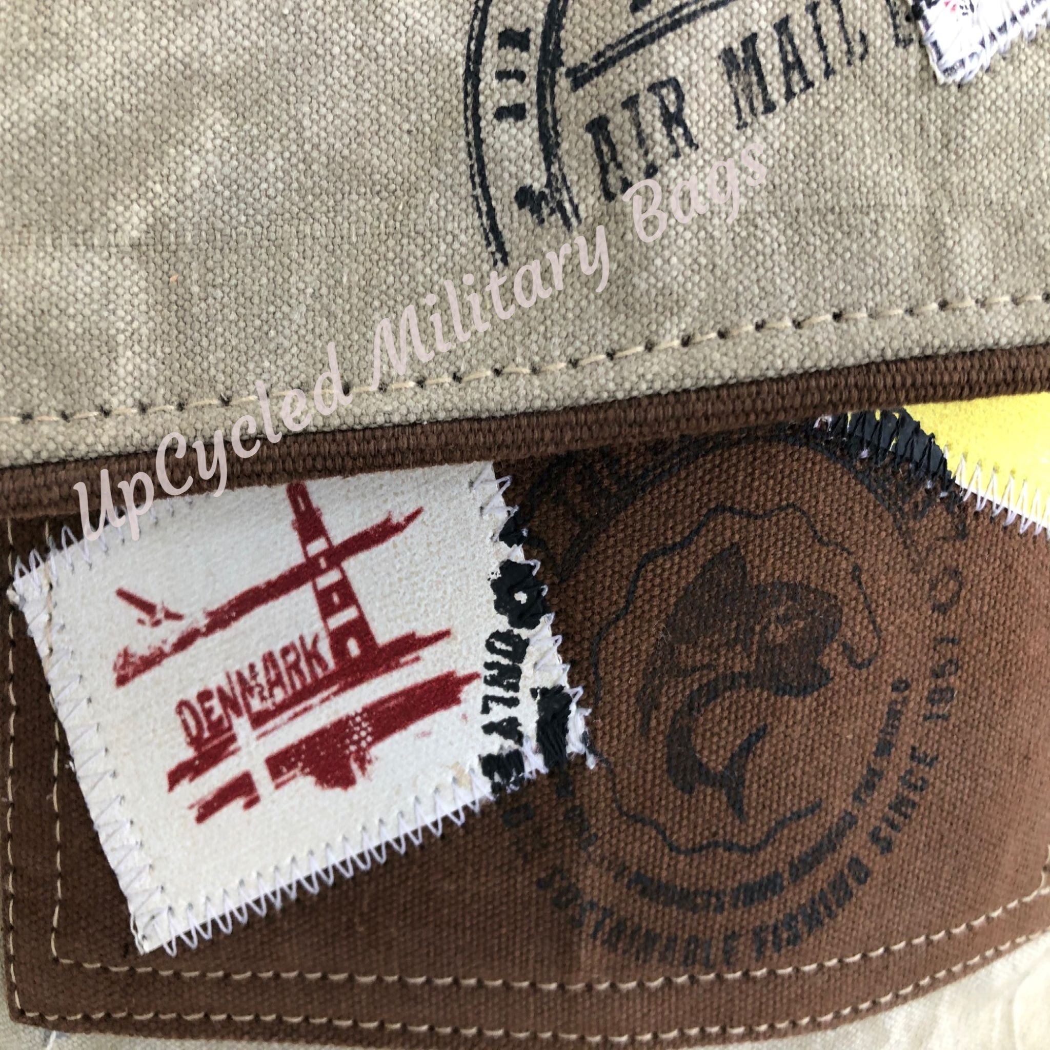 Travel Stamp Backpack Crafted of Repurposed Military Canvas – Recycled ...