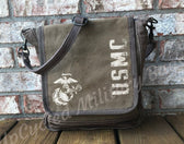 USMC MARINE Sustainable Military Canvas Crossbody Messenger Bag ...
